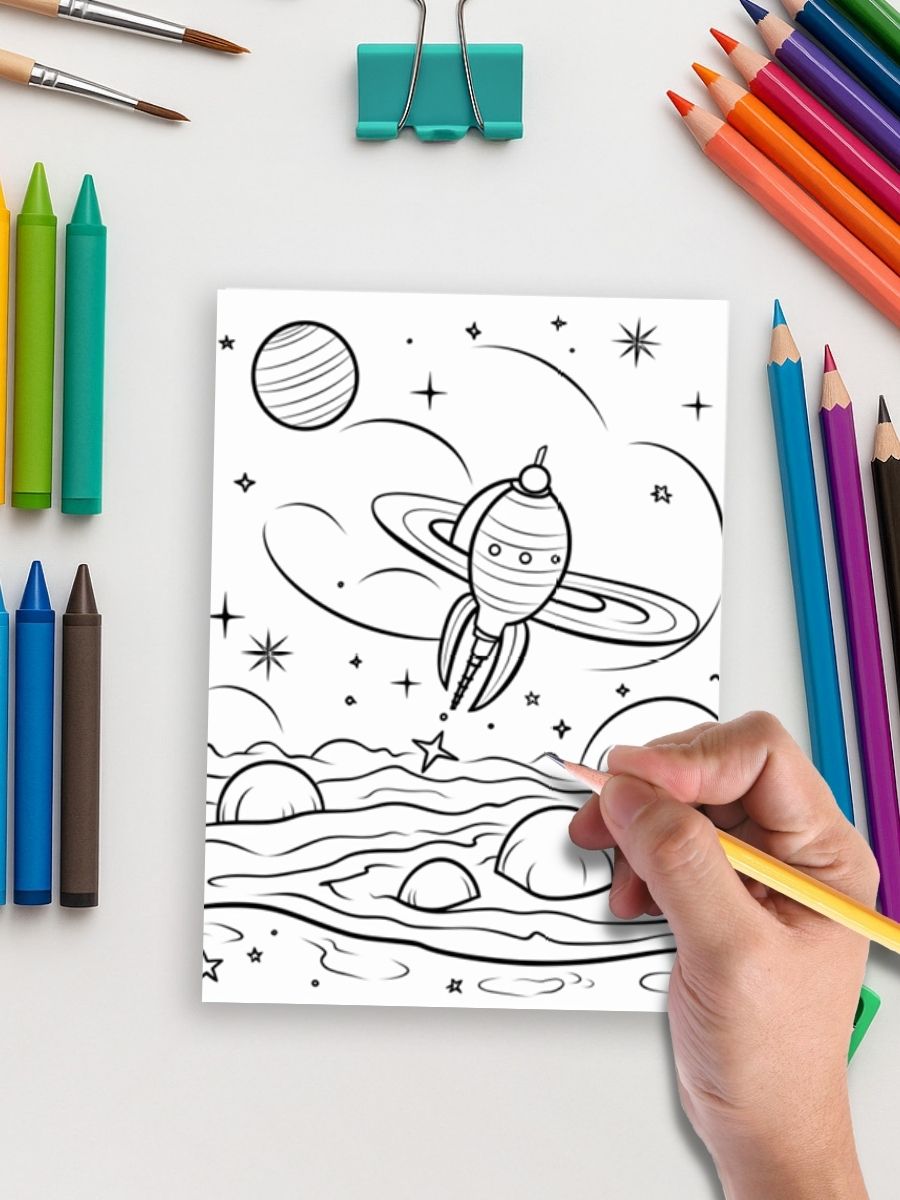 Cosmic Adventures – 155 Space Coloring Pages - Kids Printables Activities