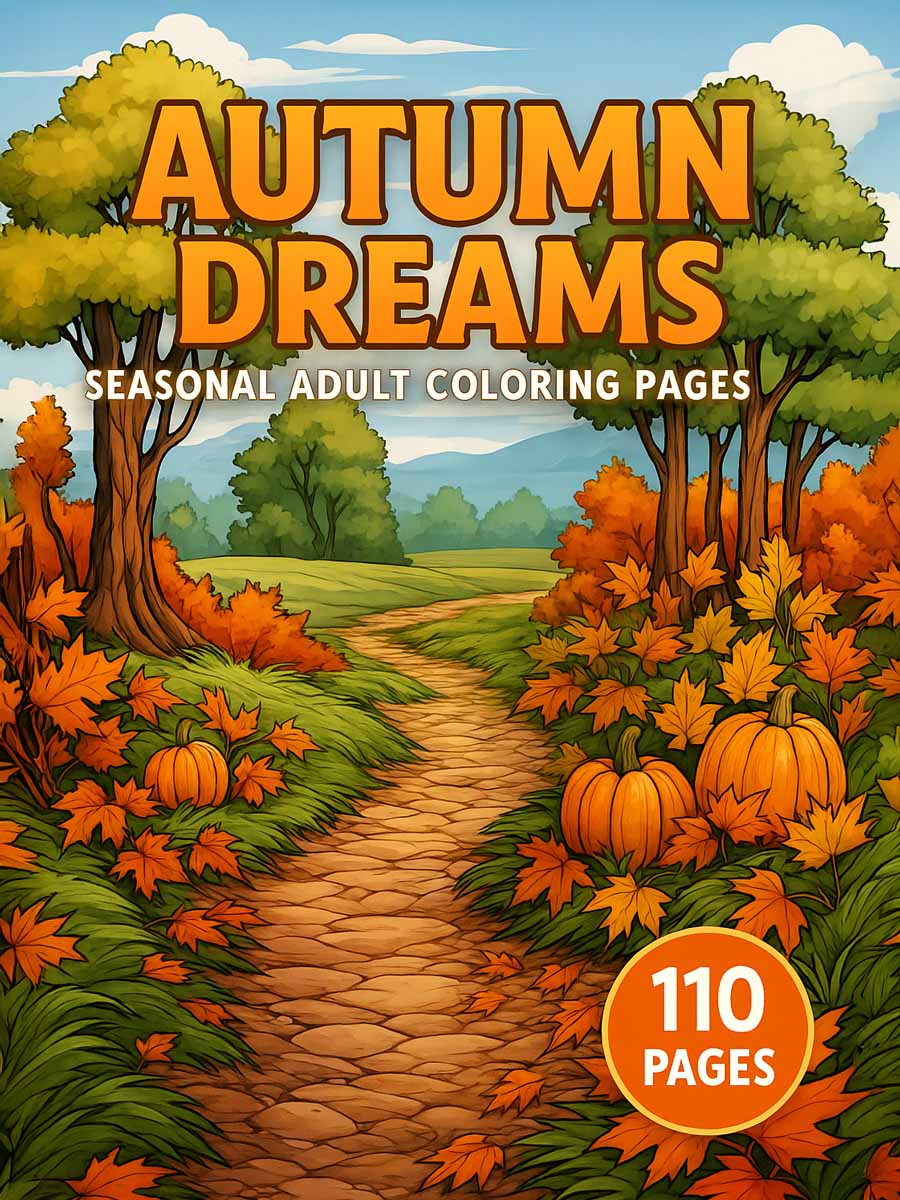 Autumn Dreams – 110 Seasonal Adult Coloring Pages - Kids Printables ...
