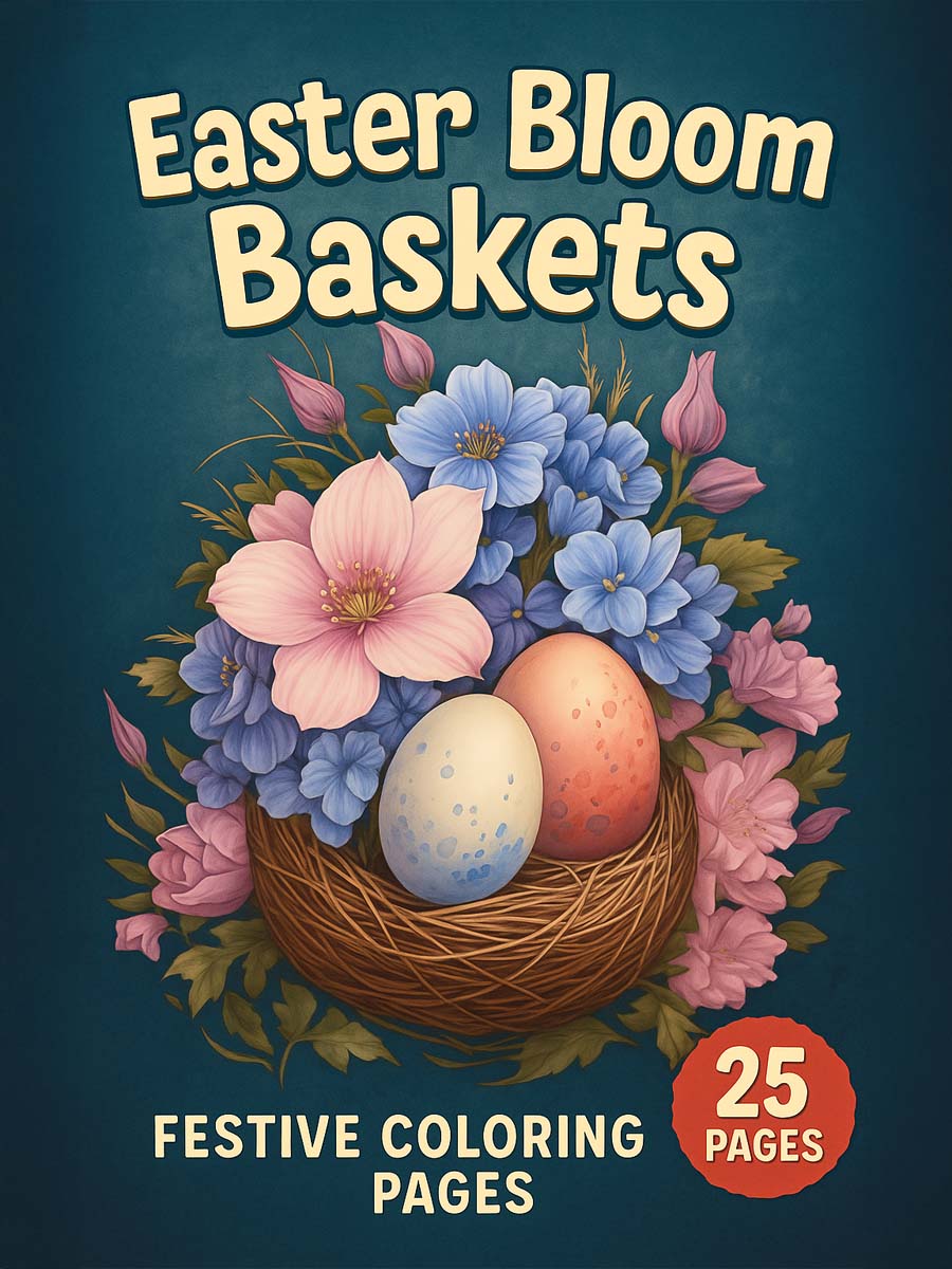 Easter Bloom Baskets – 25 Festive Coloring Pages - Kids Printables ...