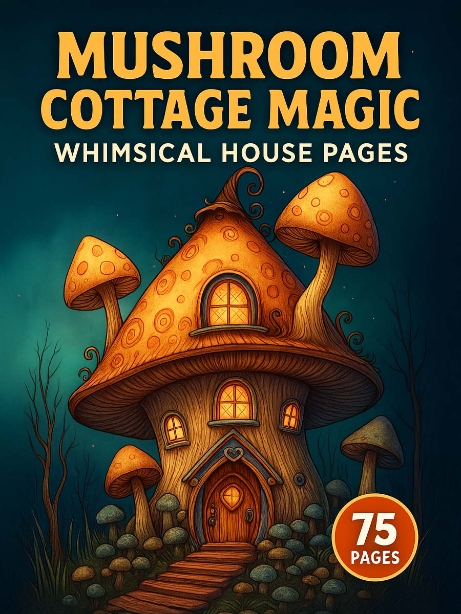 Mushroom Cottage Magic – 75 Whimsical House Pages - Kids Printables ...