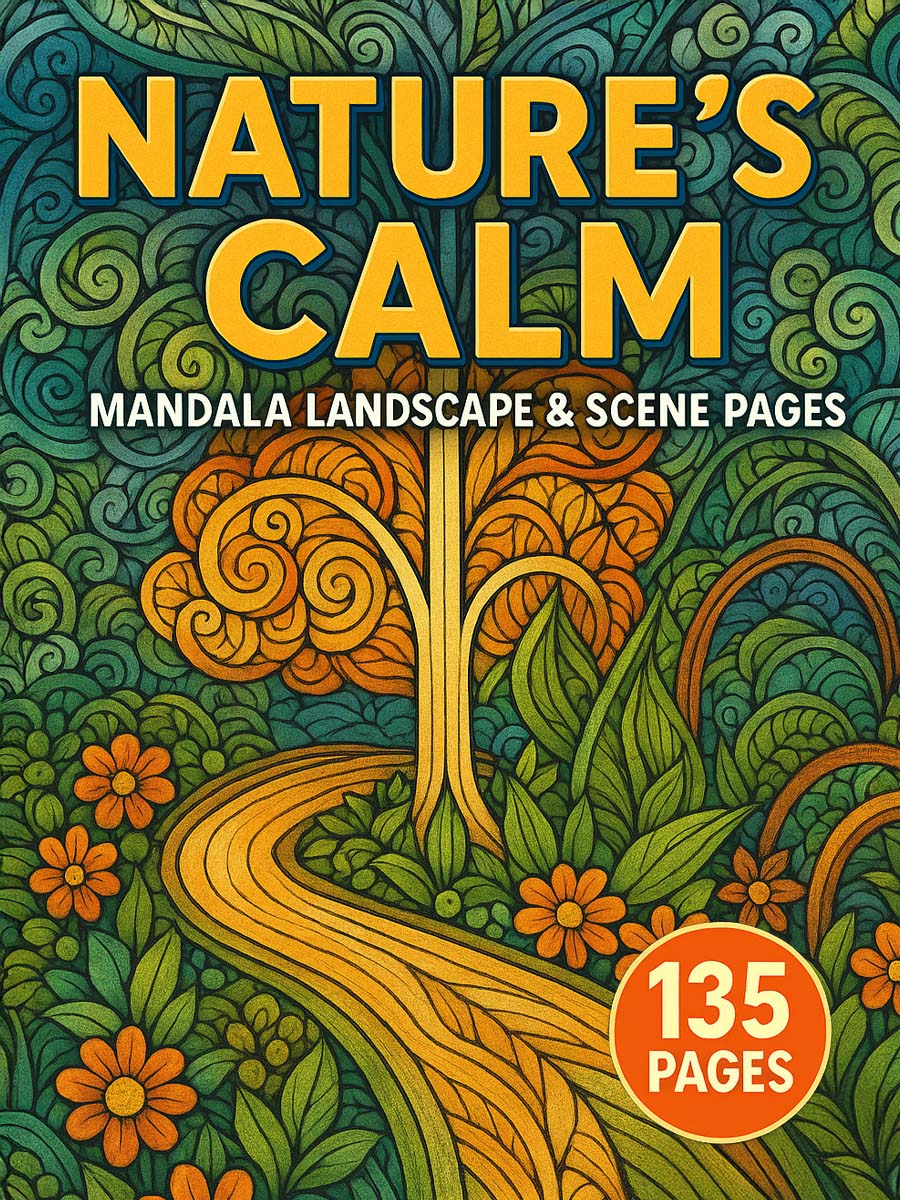 Nature’s Calm – 135 Mandala Landscape & Scene Pages - Kids Printables ...