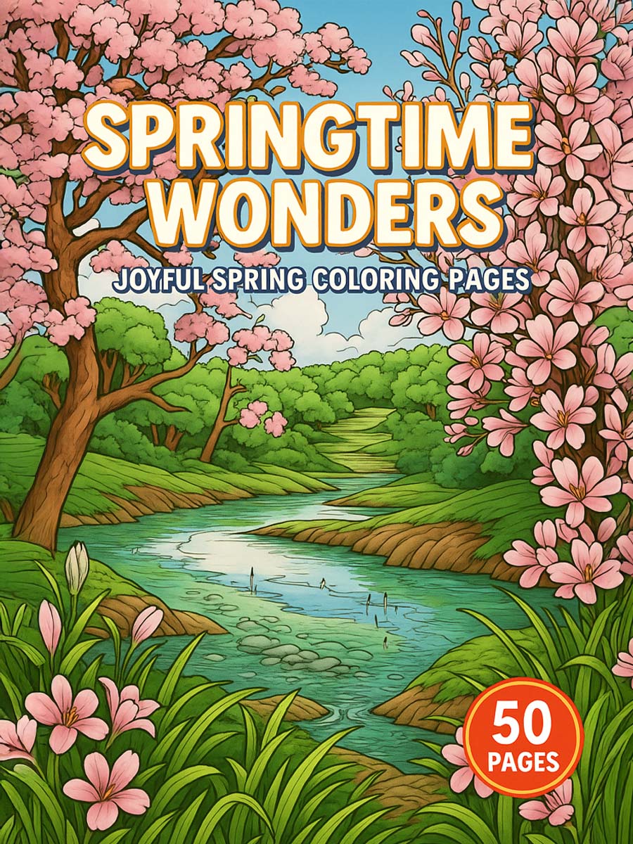 Springtime Wonders – 50 Joyful Coloring Pages - Kids Printables Activities