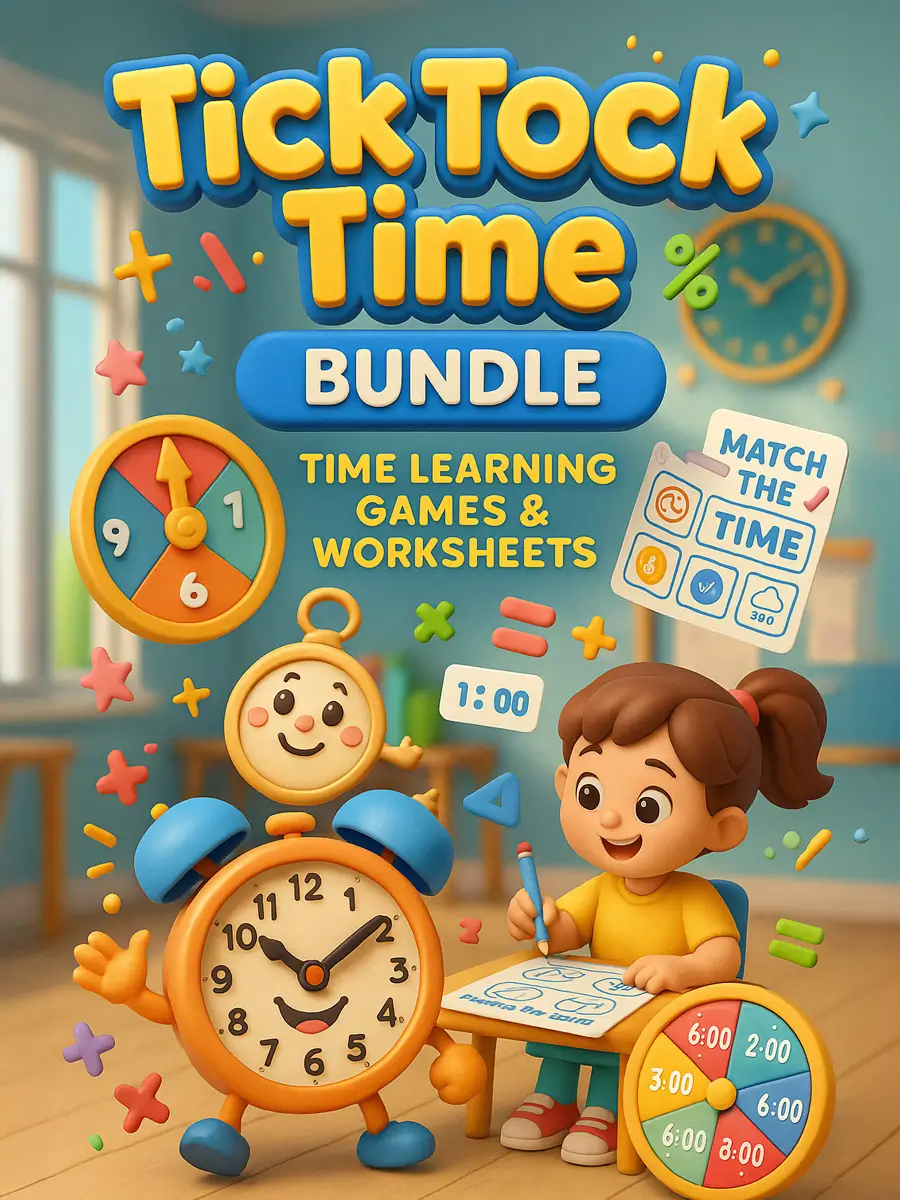Tick Tock Time Bundle – 360 Pages of Time Learning Games & Worksheets ...