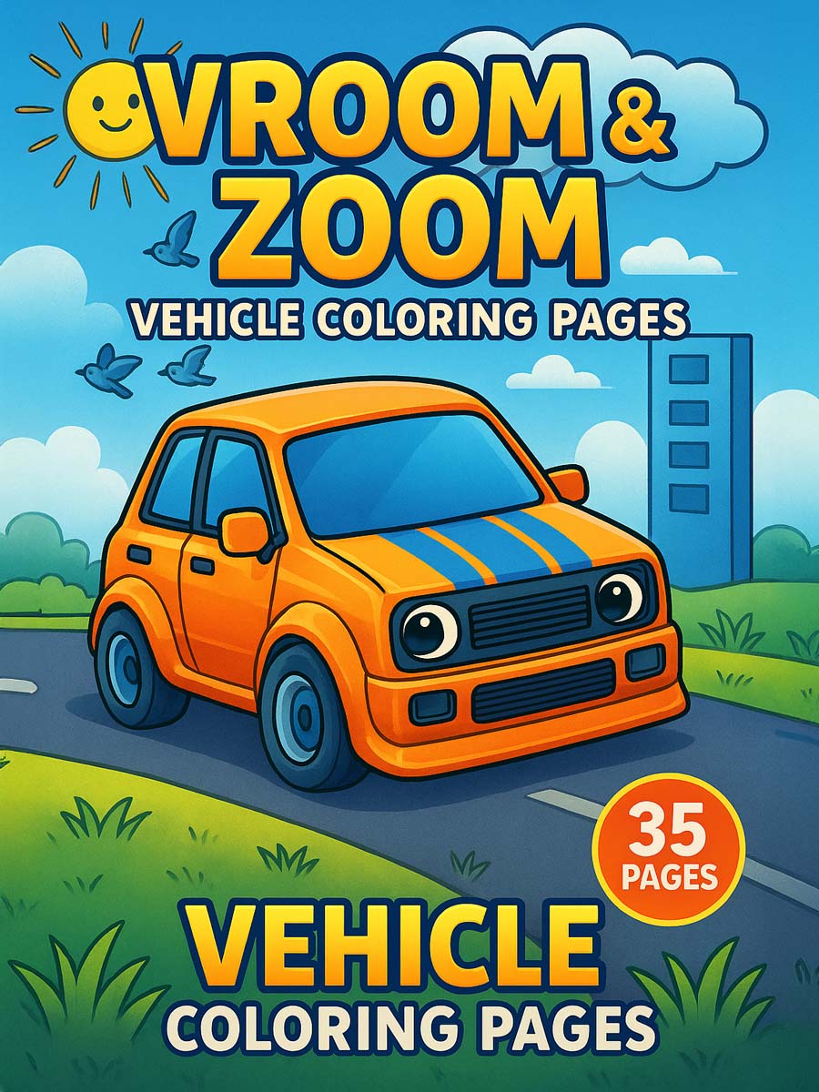 Vroom & Zoom – 35 Vehicle Coloring Pages - Kids Printables Activities