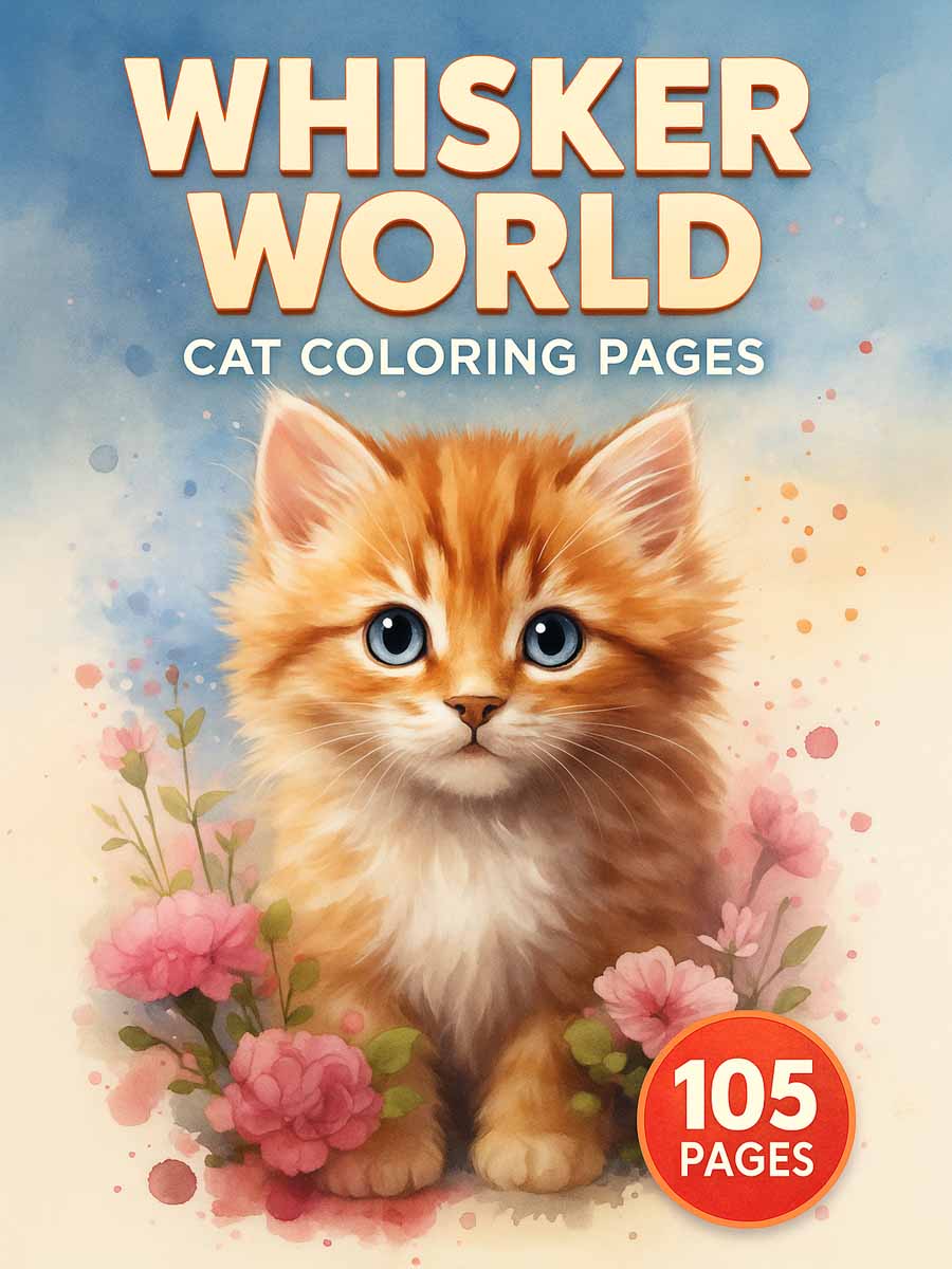 Whisker World – 105 Cat Coloring Pages - Kids Printables Activities
